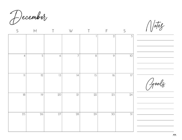 December 2022 Calendars - 50 FREE Printables | Printabulls