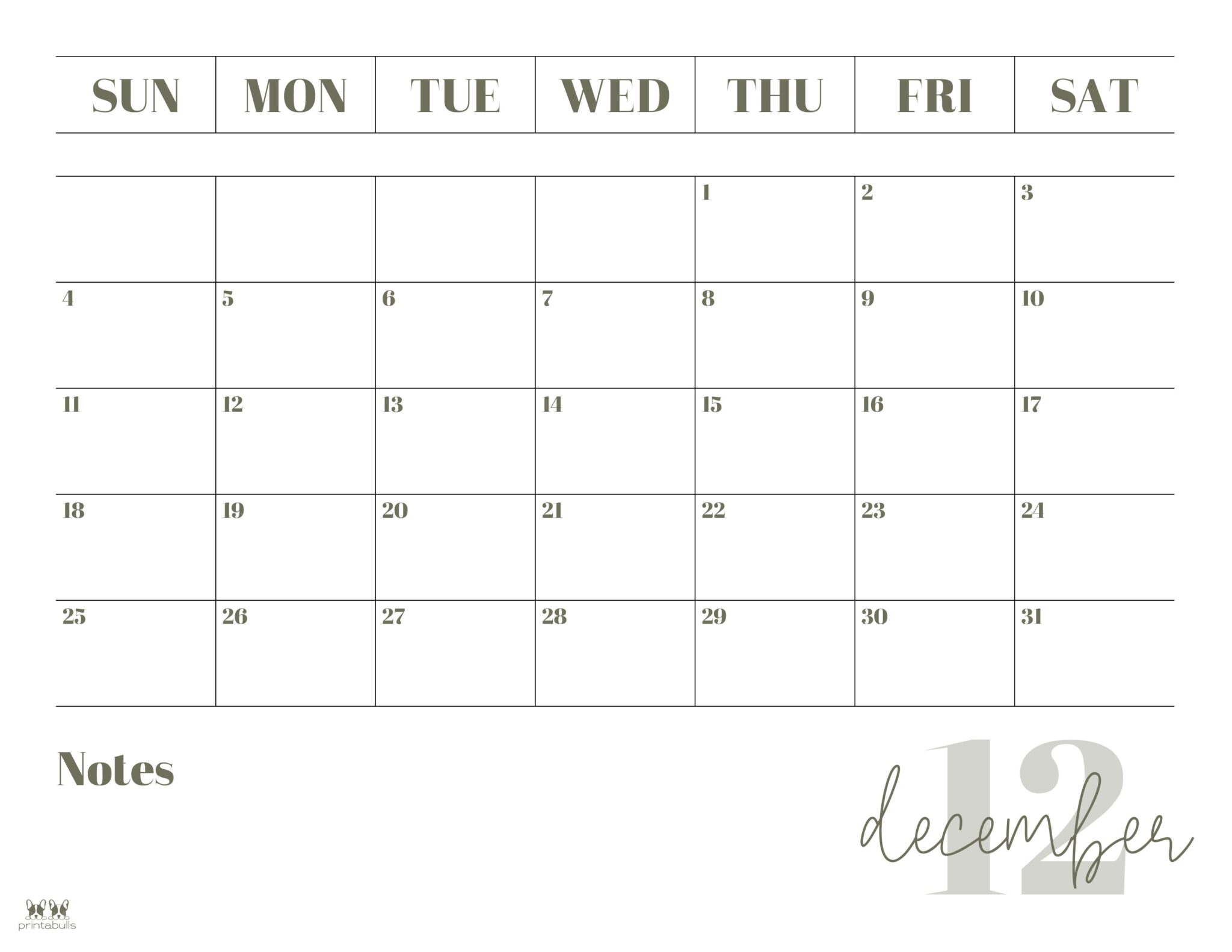 December 2022 Calendars - 50 FREE Printables | Printabulls