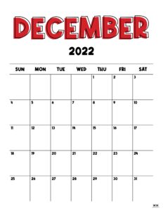 December 2022 Calendars - 50 FREE Printables | Printabulls