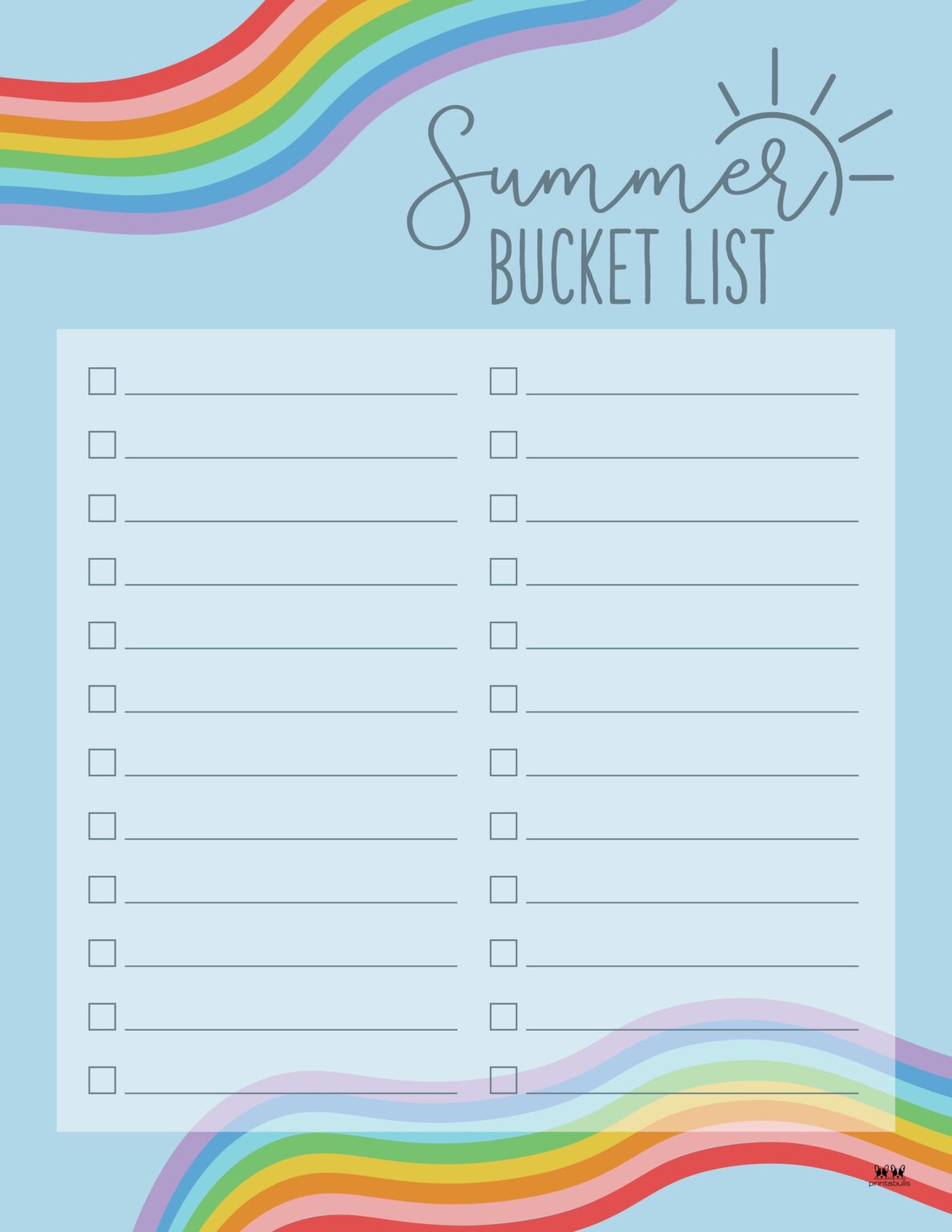 Summer Bucket Lists - 20 FREE Printables | Printabulls
