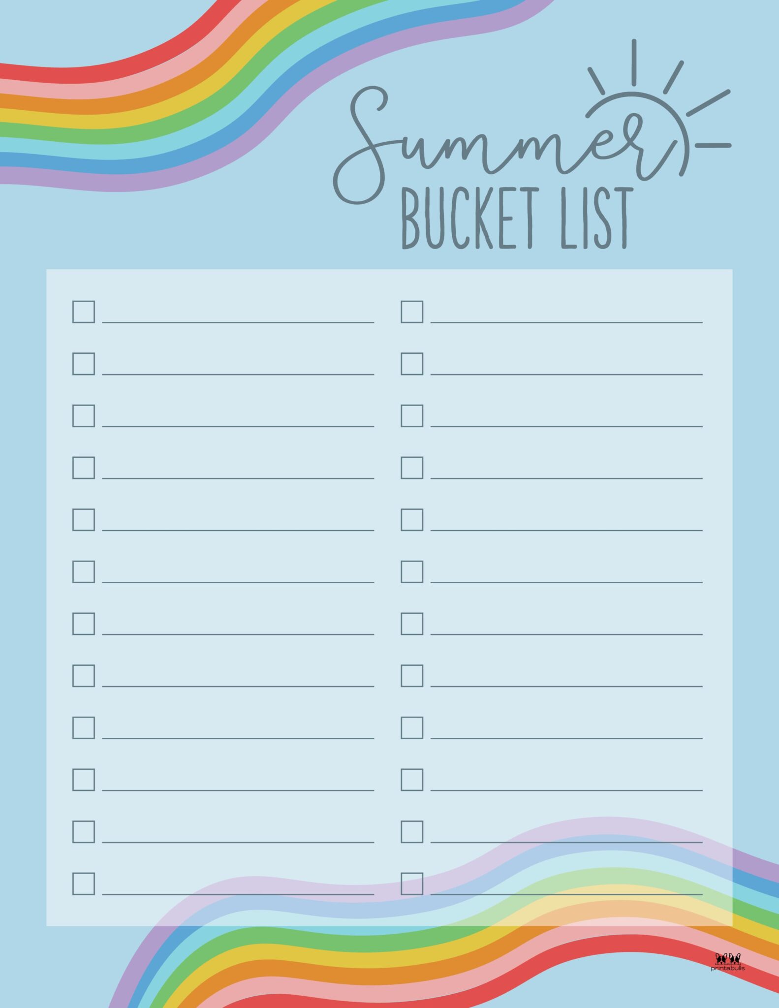 Summer Bucket Lists - 20 FREE Printables | Printabulls