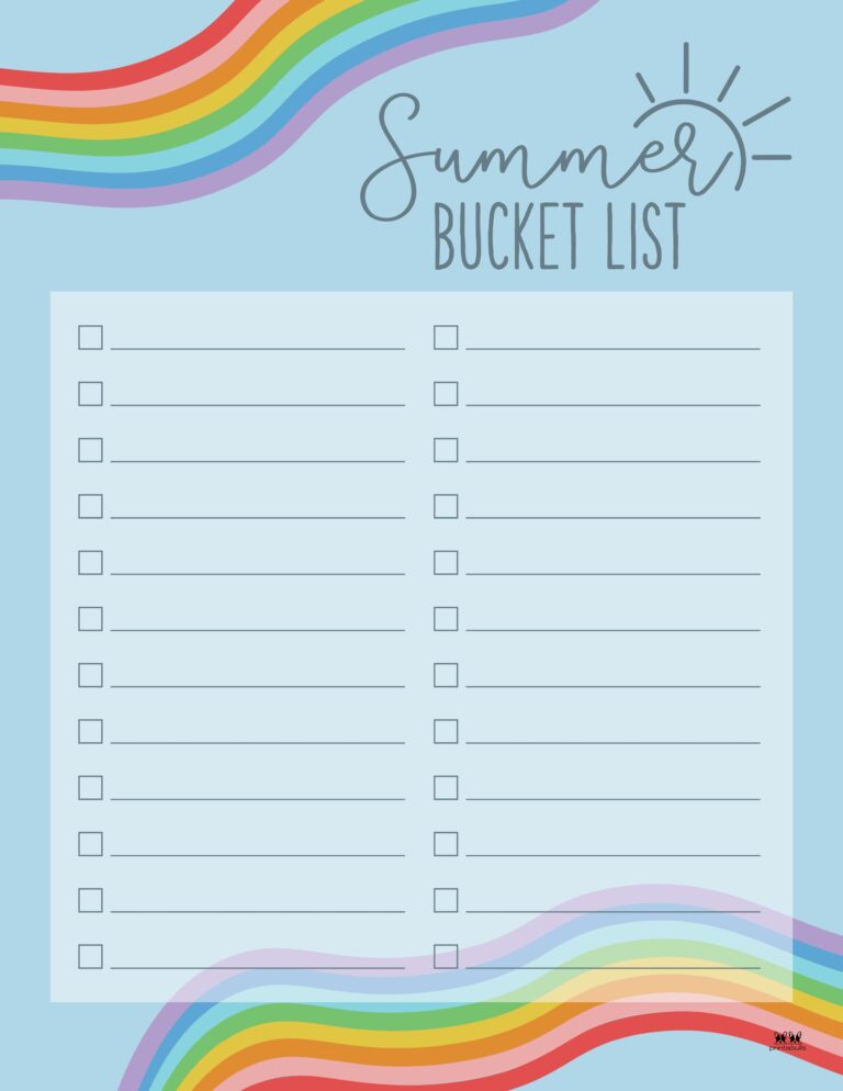 Summer Bucket Lists - 20 FREE Printables | Printabulls