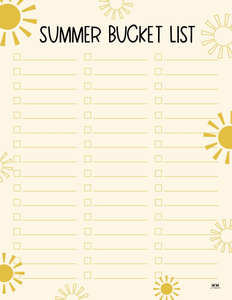 Summer Bucket Lists - 20 FREE Printables | Printabulls