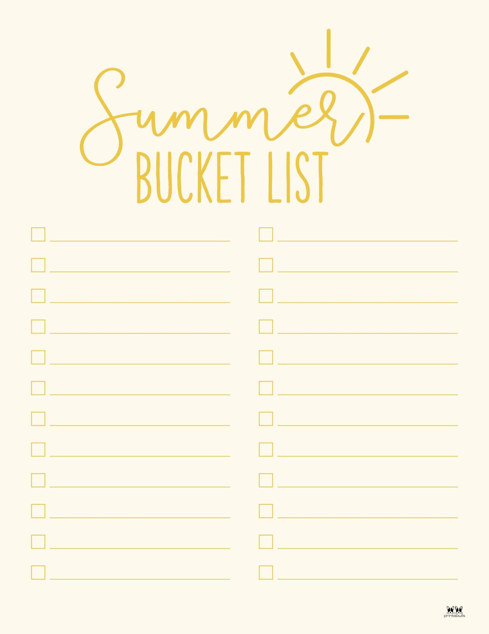 Summer Bucket Lists - 20 FREE Printables | Printabulls
