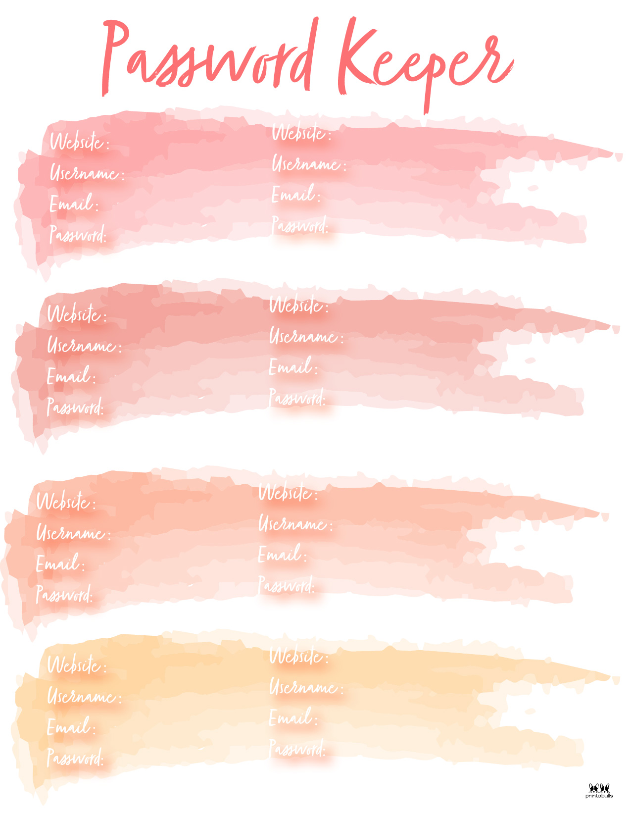 Password Logs & Trackers - 25 FREE Printables | Printabulls