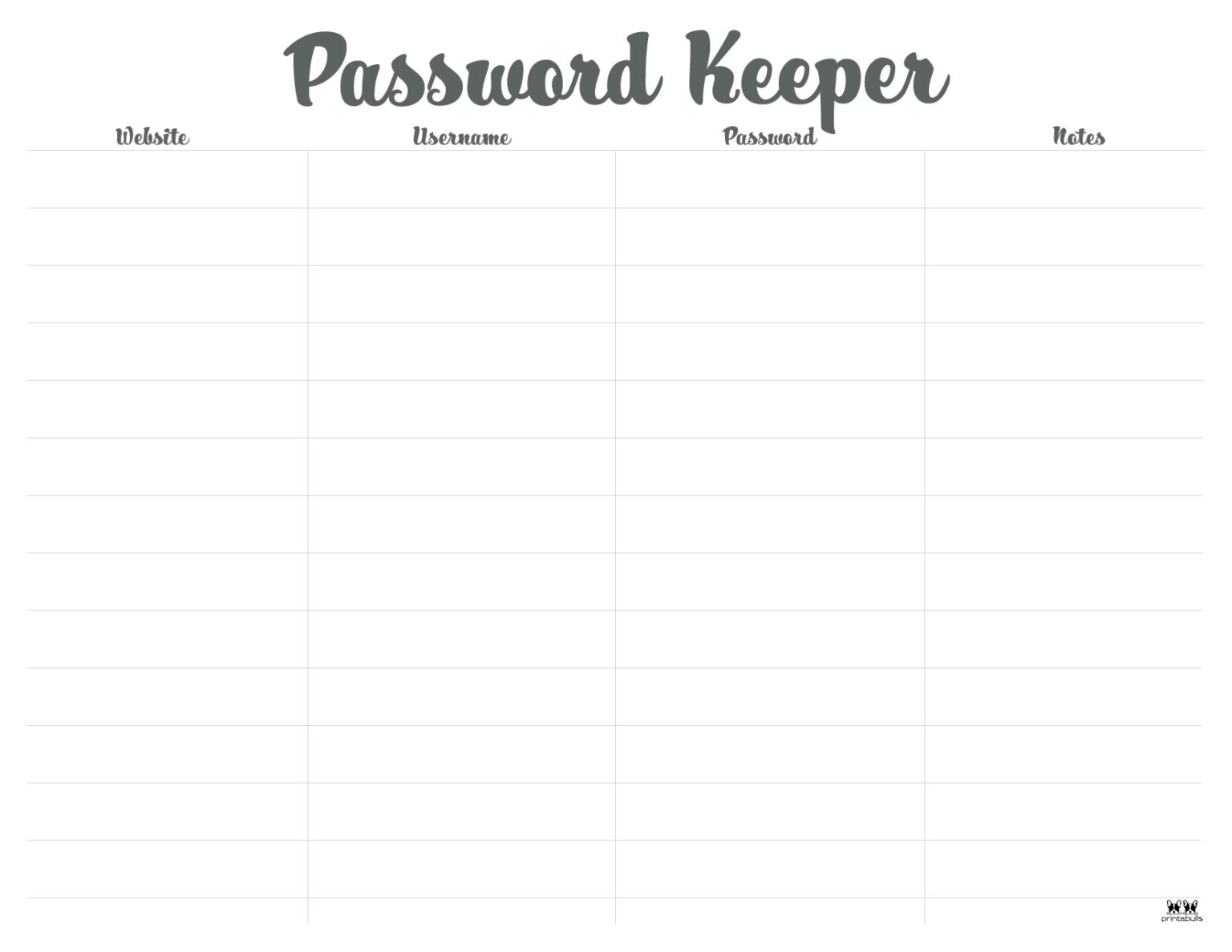 Password Logs & Trackers - 25 FREE Printables | Printabulls