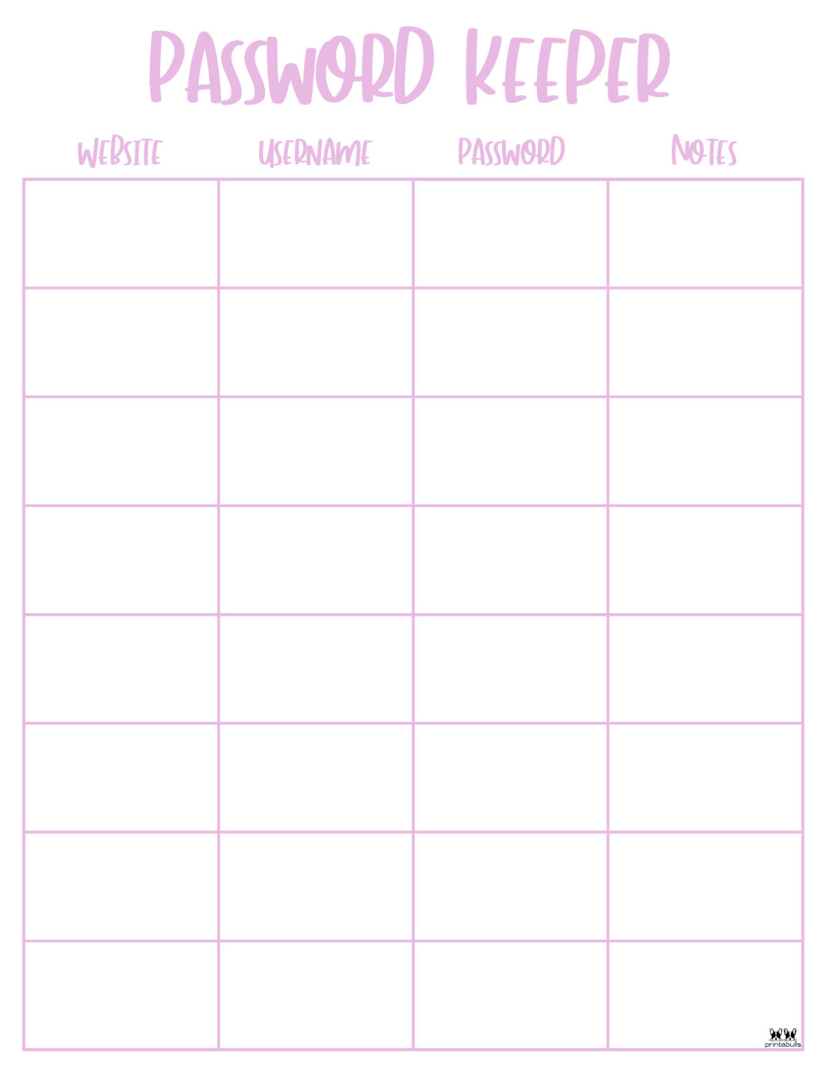 Password Logs & Trackers - 25 FREE Printables | Printabulls