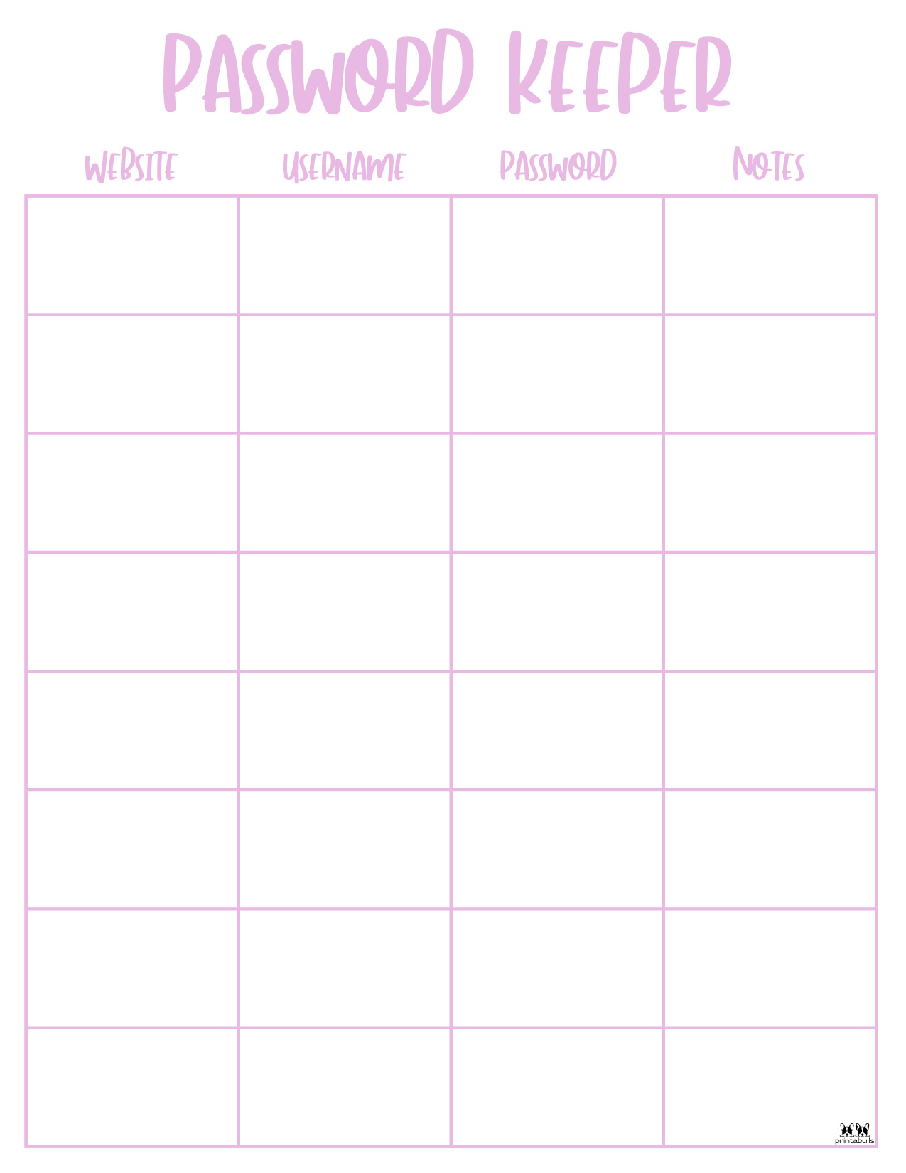 Password Logs & Trackers - 25 FREE Printables | Printabulls