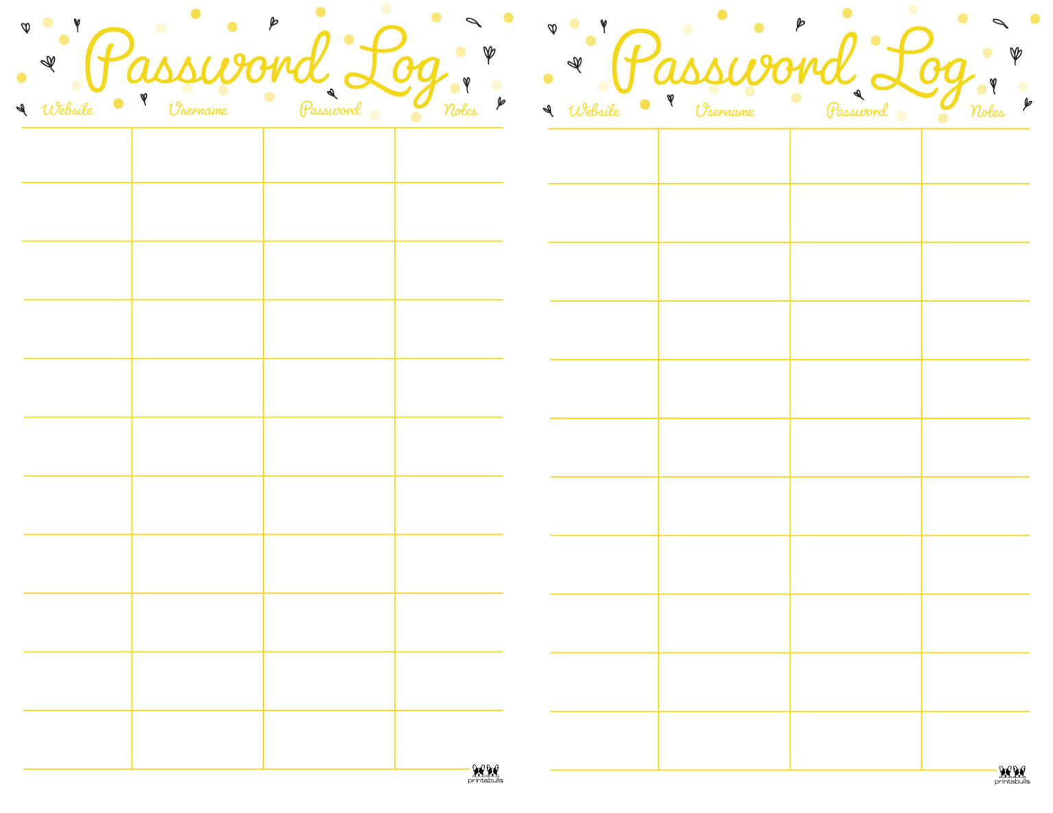 Password Logs & Trackers - 25 FREE Printables | Printabulls