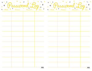 Password Logs & Trackers - 25 FREE Printables | Printabulls