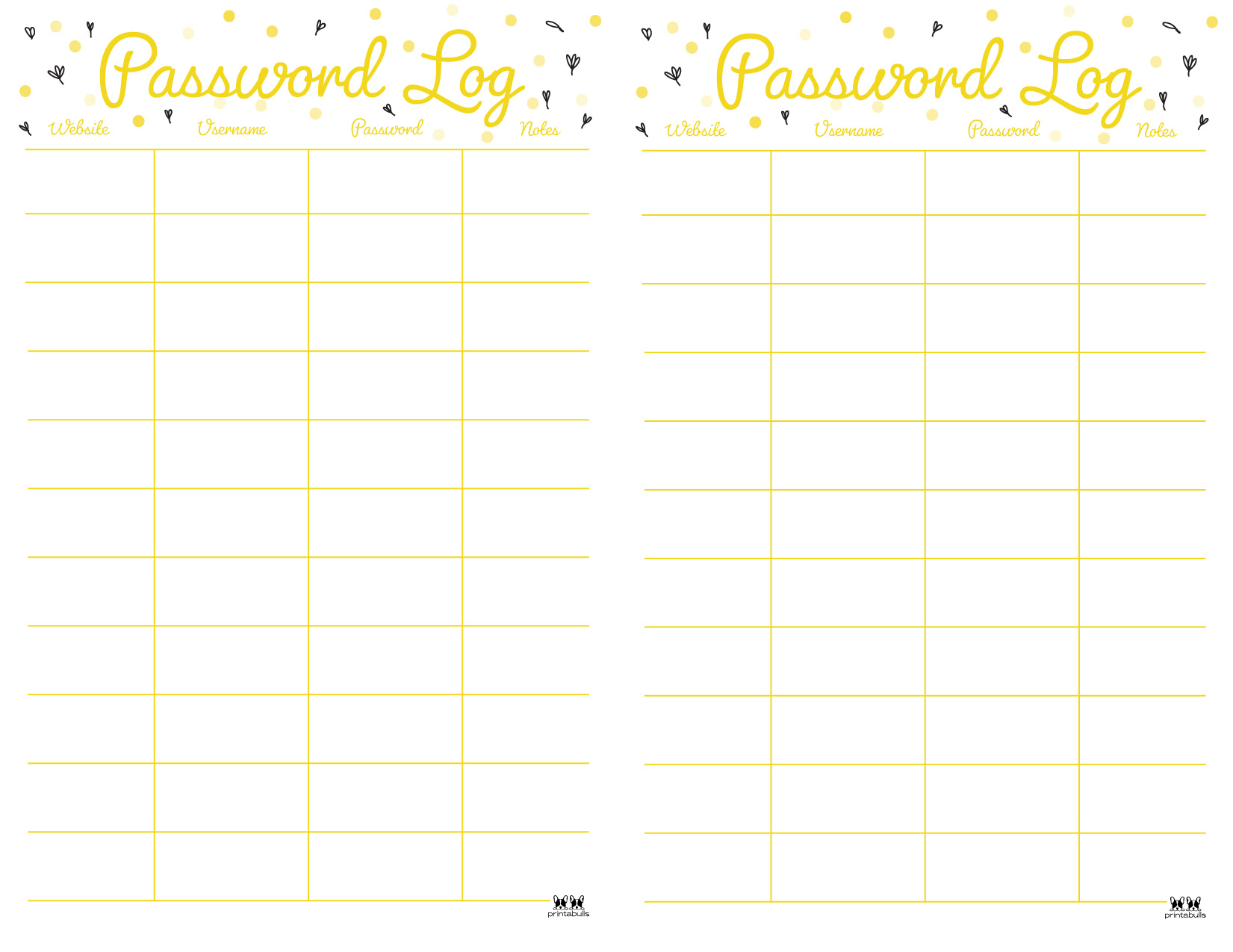 Password Logs & Trackers - 25 FREE Printables | Printabulls