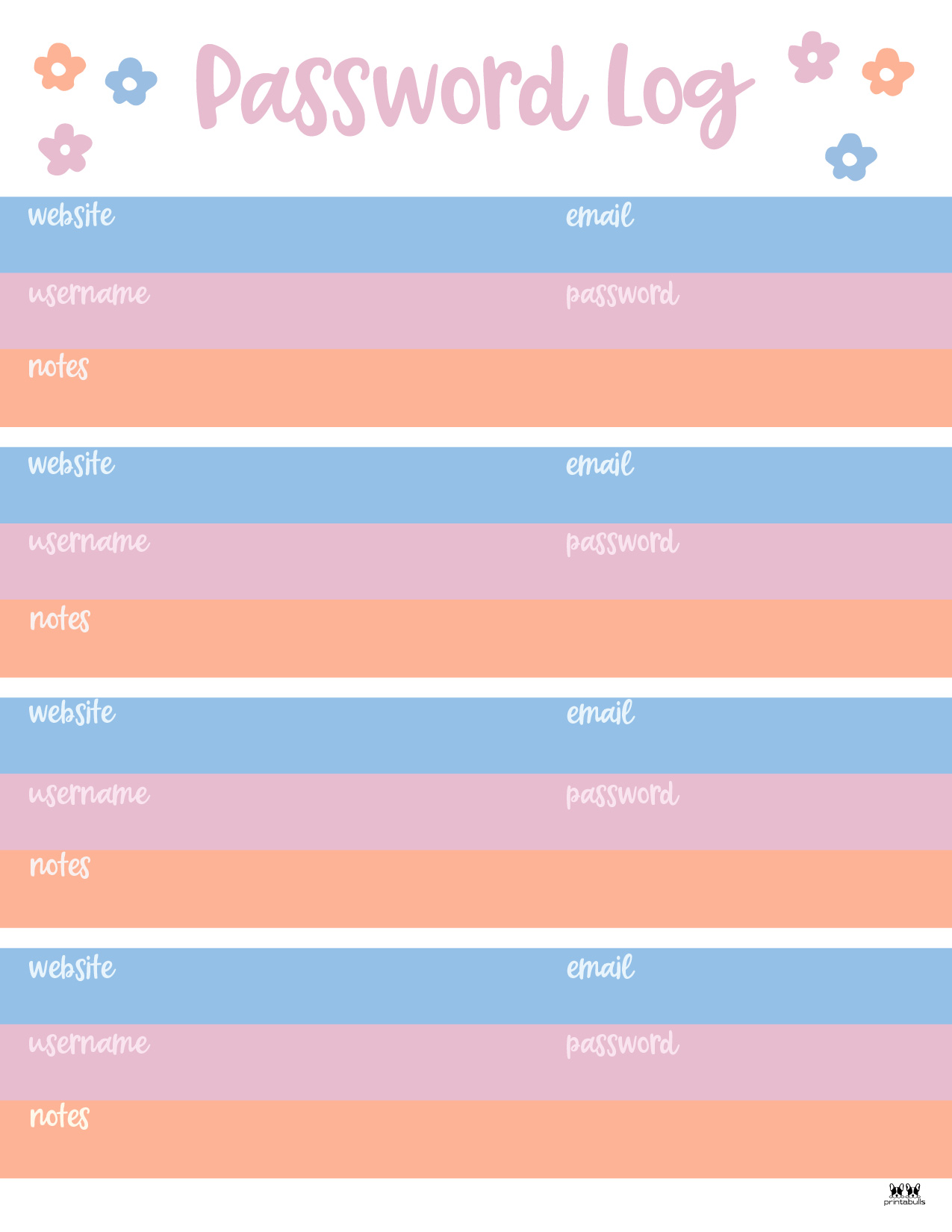 Password Logs & Trackers - 25 FREE Printables - PrintaBulk