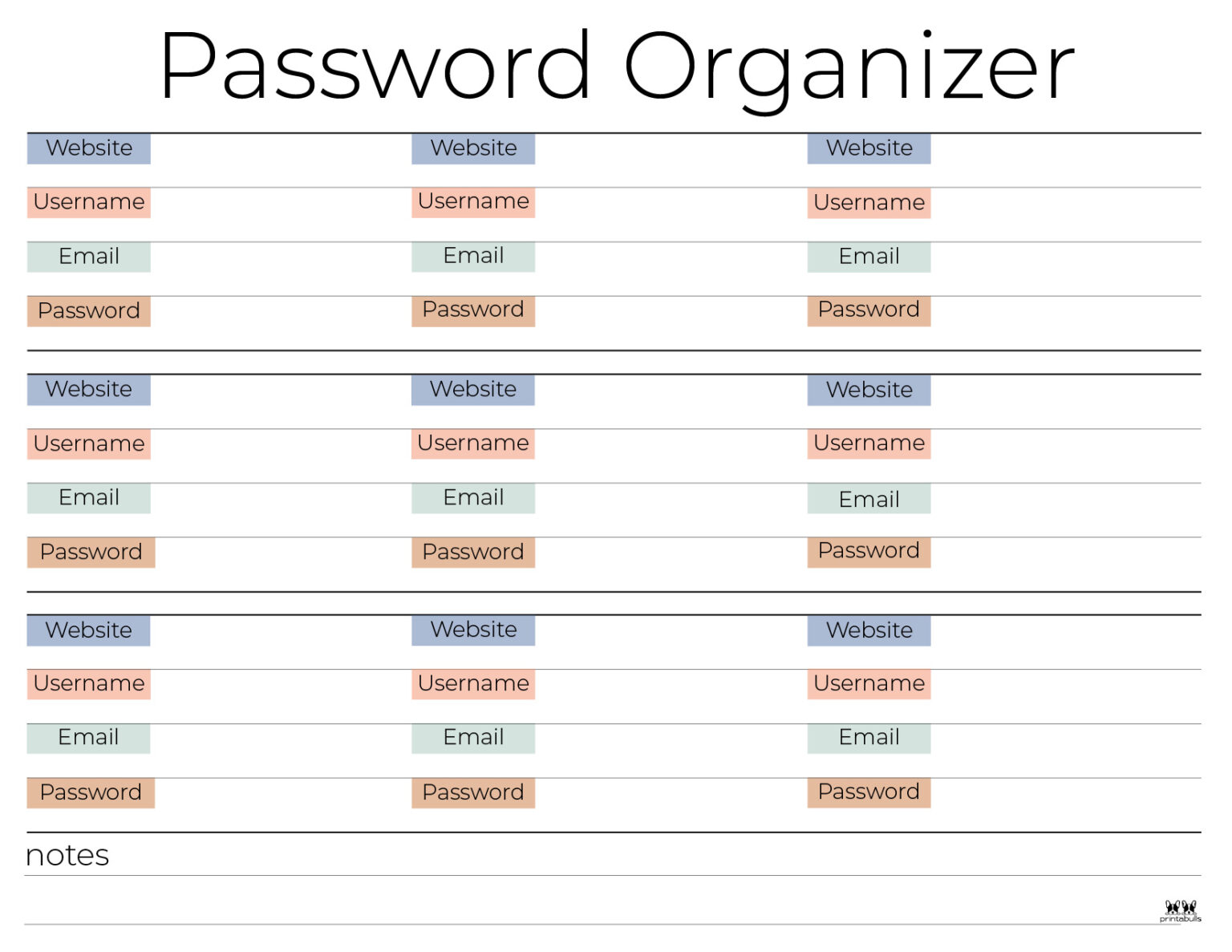 Password Logs & Trackers - 25 FREE Printables | Printabulls