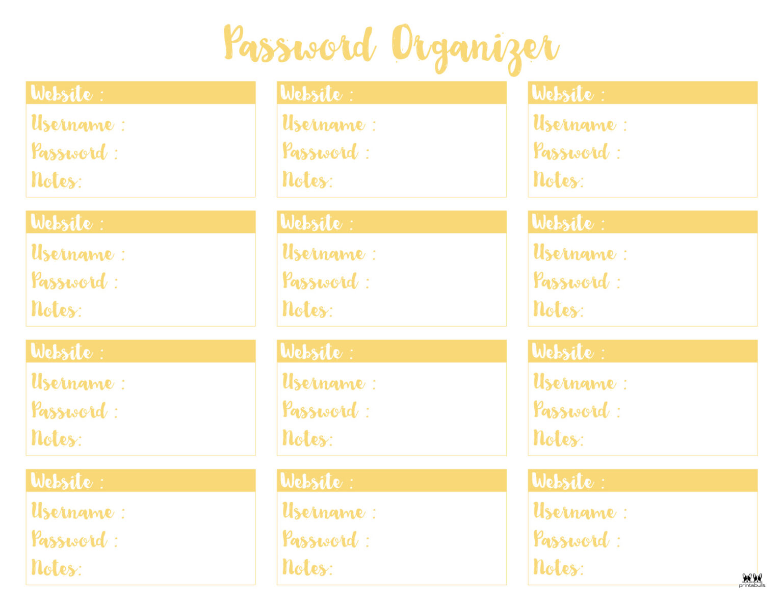 Password Logs & Trackers - 25 FREE Printables | Printabulls