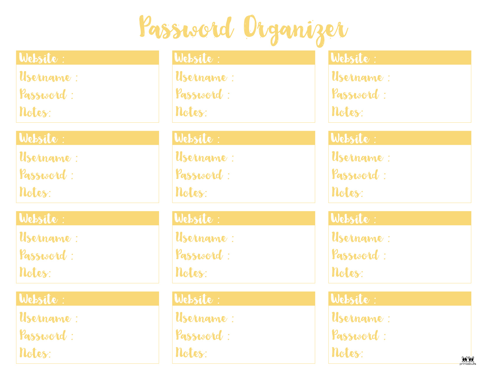 Password Logs & Trackers - 25 FREE Printables | Printabulls