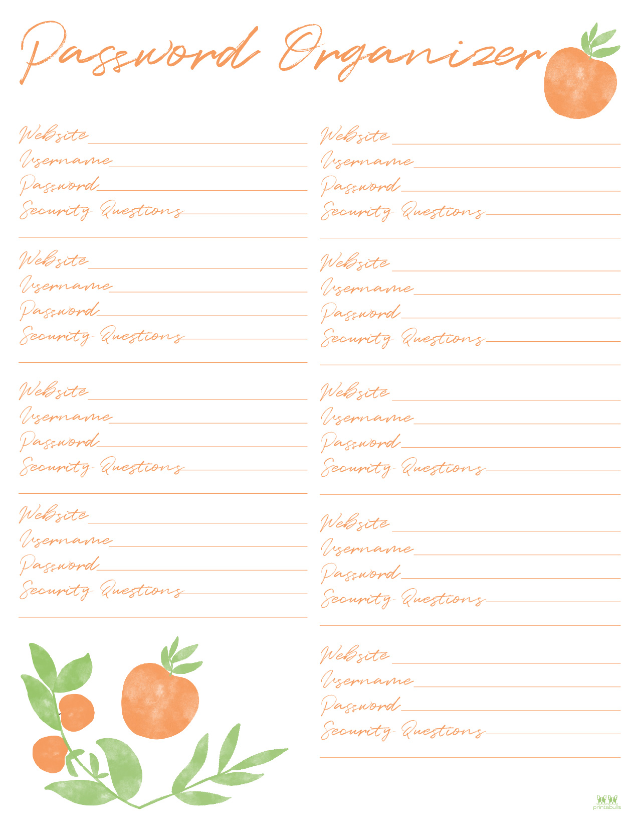 Password Logs & Trackers - 25 FREE Printables | Printabulls