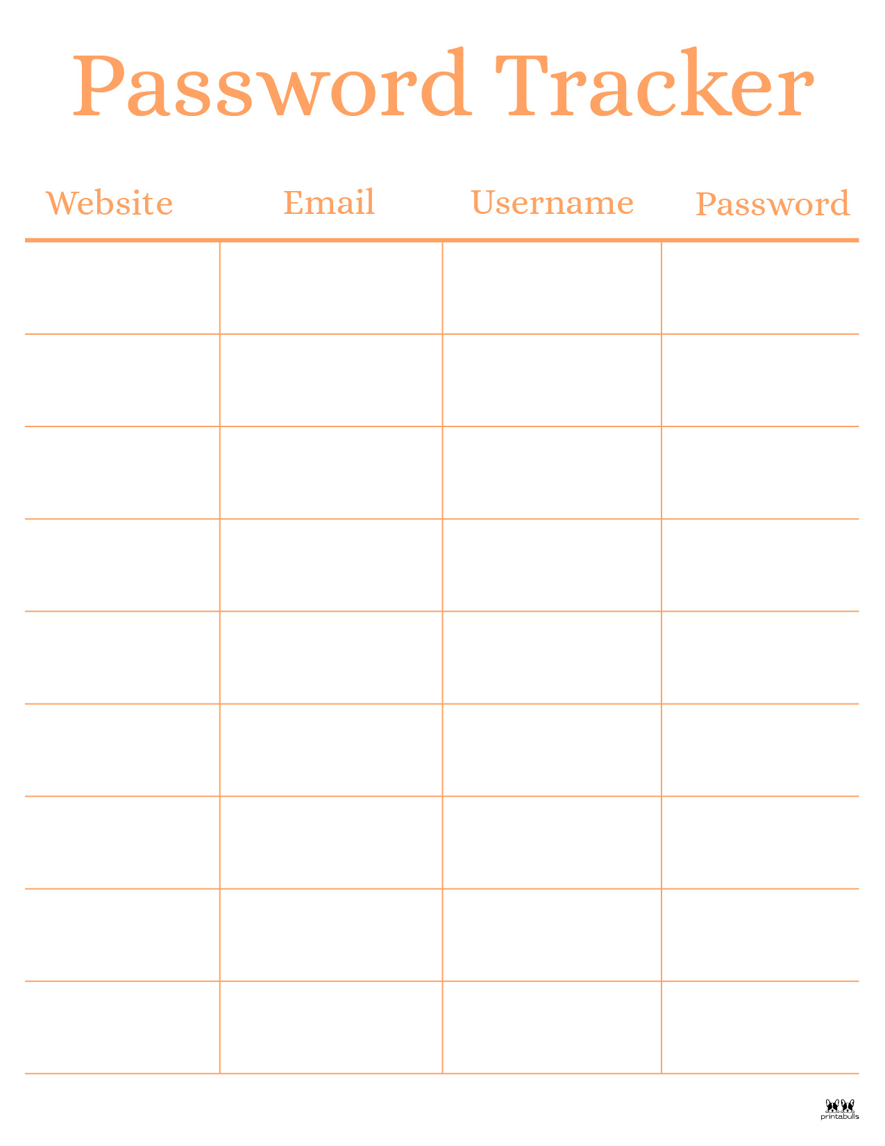 Password Logs & Trackers - 25 FREE Printables | Printabulls