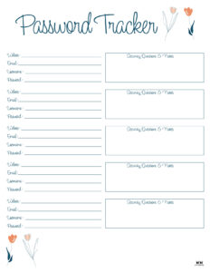 Password Logs & Trackers - 25 FREE Printables | Printabulls