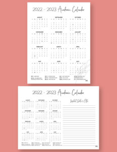 2022-2023 Academic Calendars - 15 FREE Printables - PrintaBulk