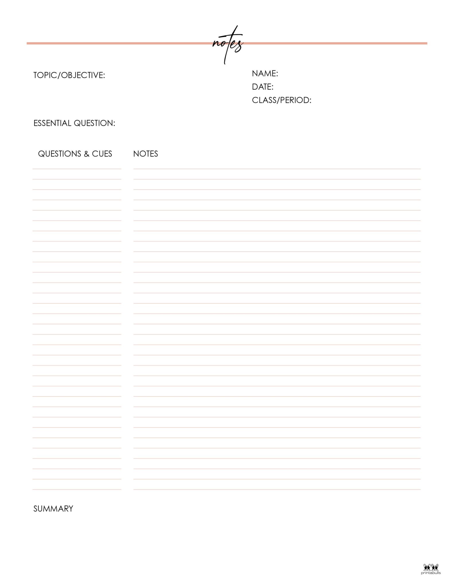 Cornell Notes Templates - 15 FREE Printables | Printabulls