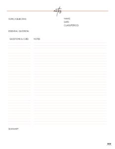 Cornell Notes Templates - 15 FREE Printables | Printabulls