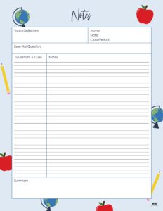 Cornell Notes Templates - 15 FREE Printables | Printabulls
