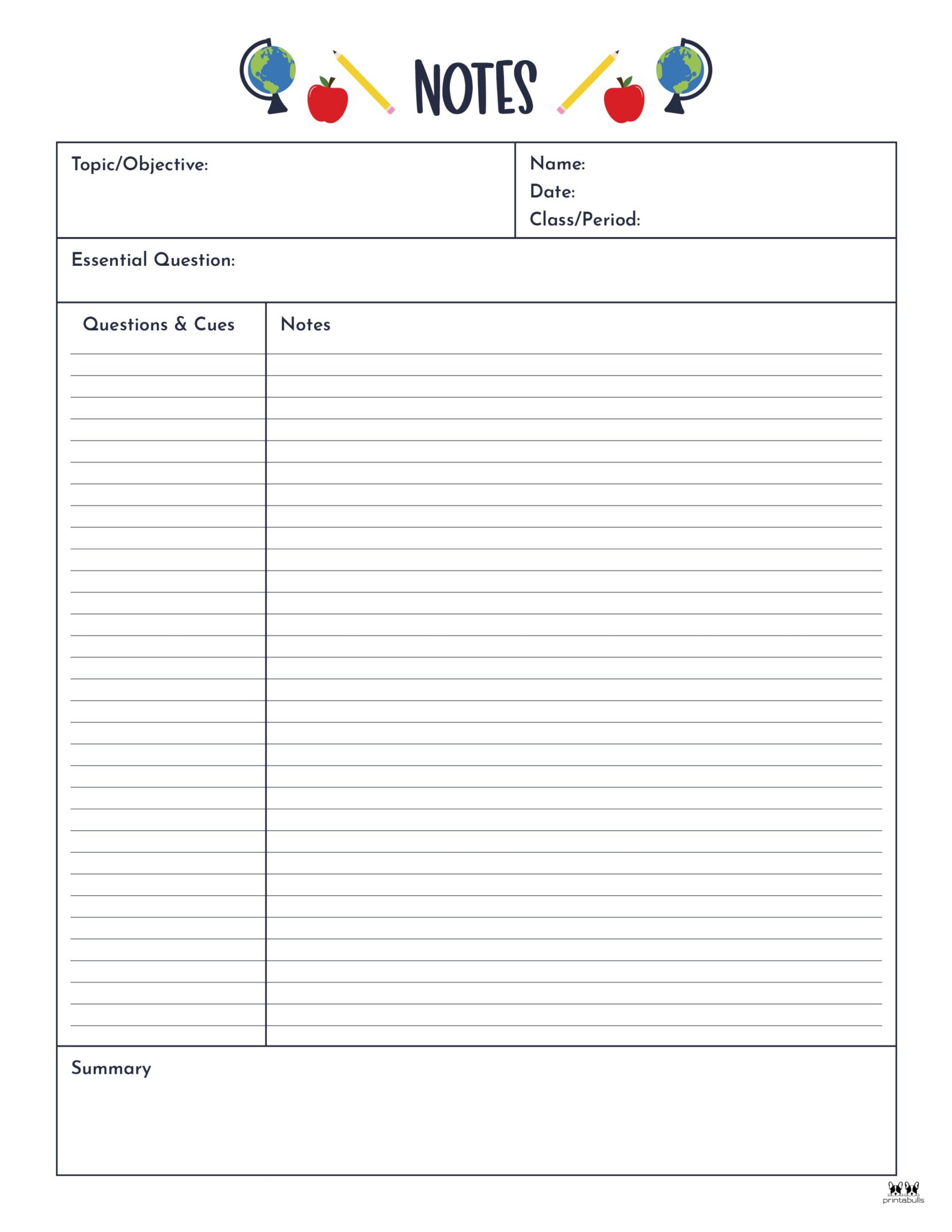 Cornell Notes Templates - 15 FREE Printables | Printabulls