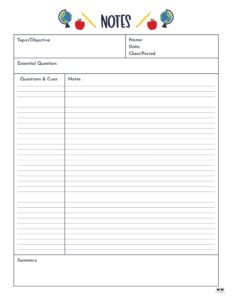 Cornell Notes Templates - 15 FREE Printables | Printabulls