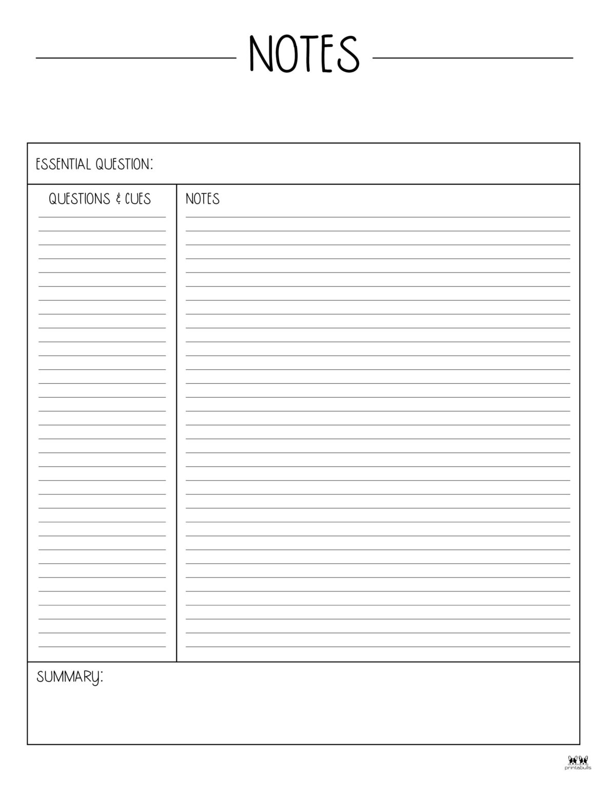Cornell Notes Templates - 15 FREE Printables | Printabulls
