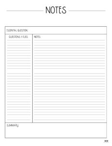Cornell Notes Templates - 15 FREE Printables | Printabulls