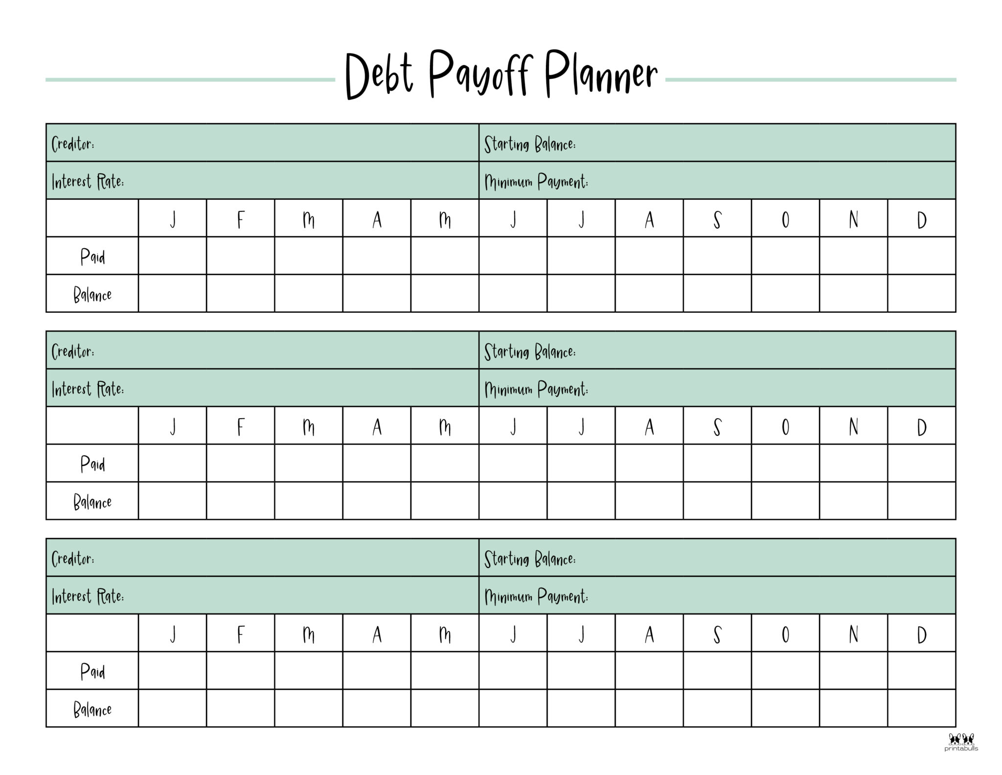 Debt Trackers & Debt Snowball Worksheets - 44 Pages | Printabulls