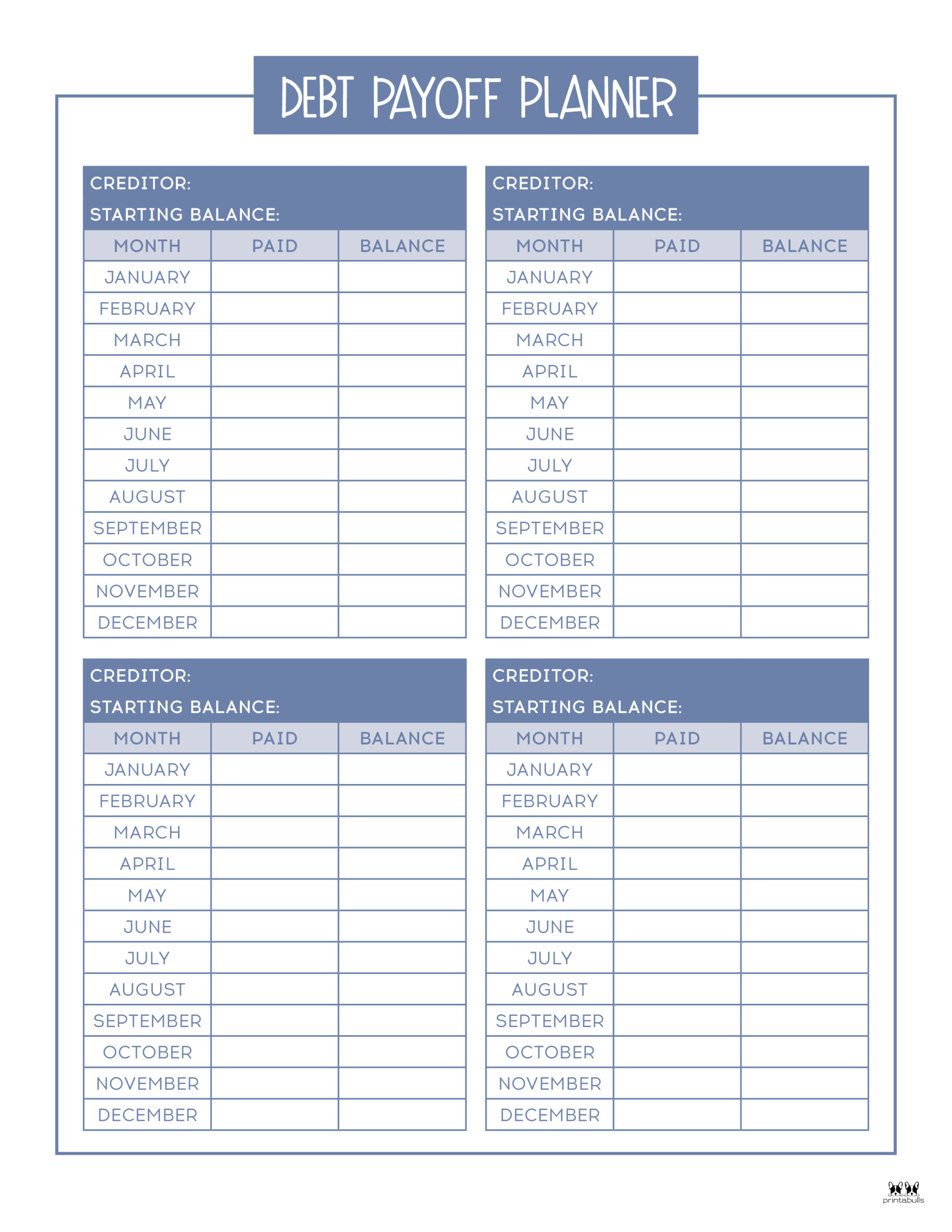 Debt Trackers & Debt Snowball Worksheets - 35 Pages - PrintaBulk