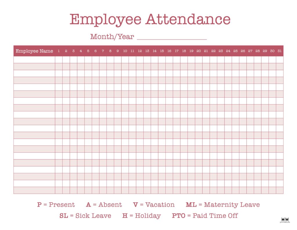 Time Sheets For Employees Weekly 50-Sheet 2025 Attendance Calendar - 8 ...