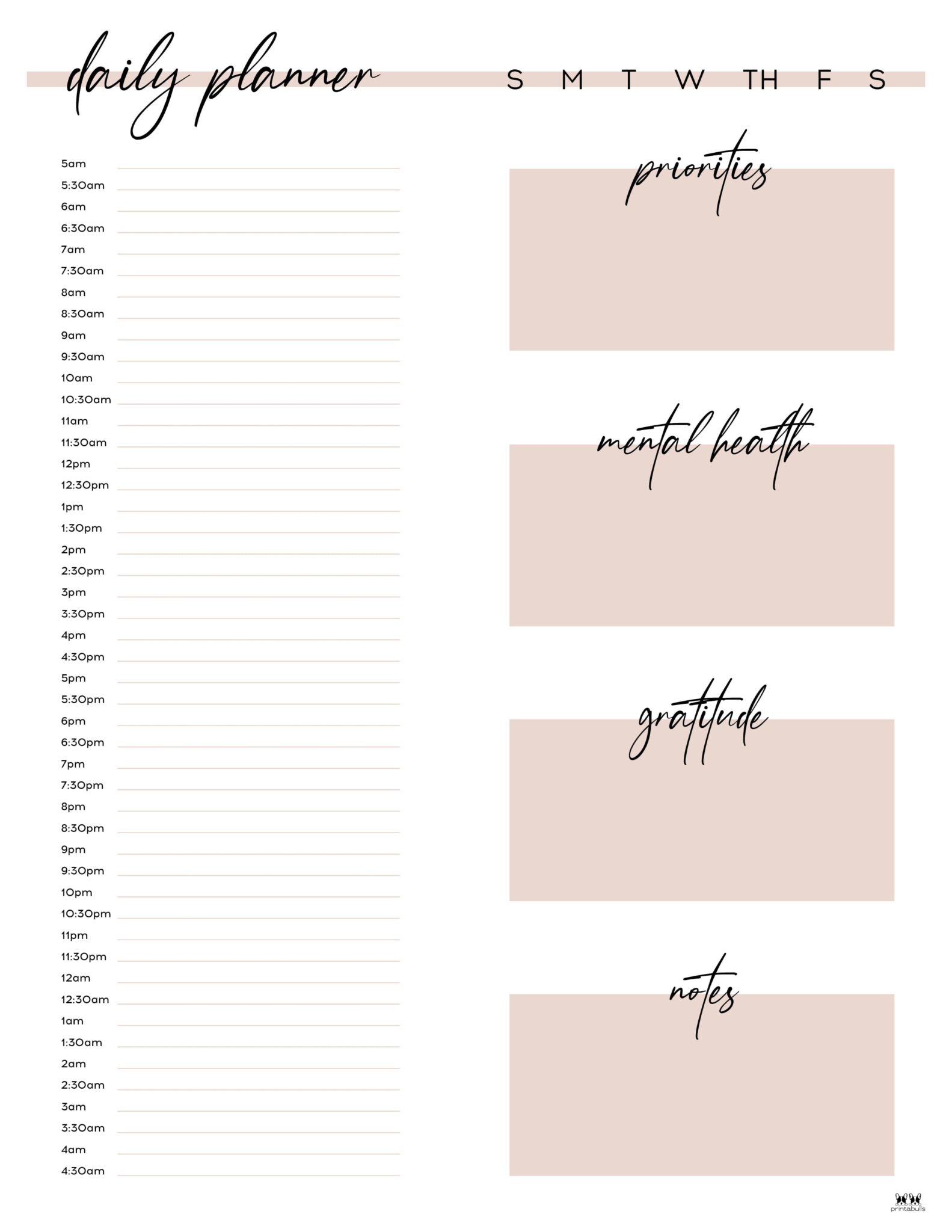 Hourly Planners - 20 FREE Printables | Printabulls