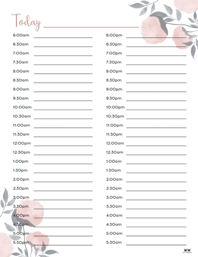 Hourly Planners - 25 FREE Printables | Printabulls