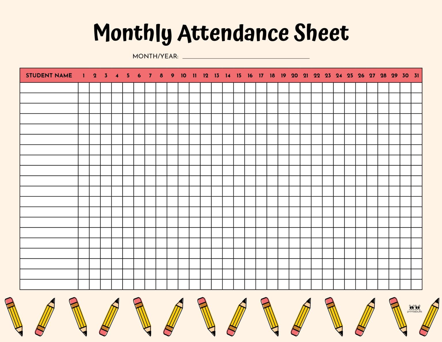 Attendance Sheets - 52 FREE Printables - PrintaBulk