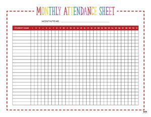Attendance Sheets - 52 FREE Printables | Printabulls