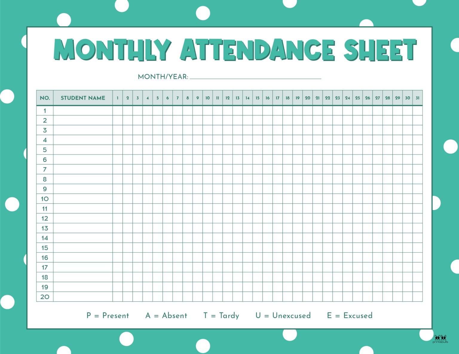 Attendance Sheets 52 FREE Printables PrintaBulk Attendance Sheets 52 FREE Printables PrintaBulk