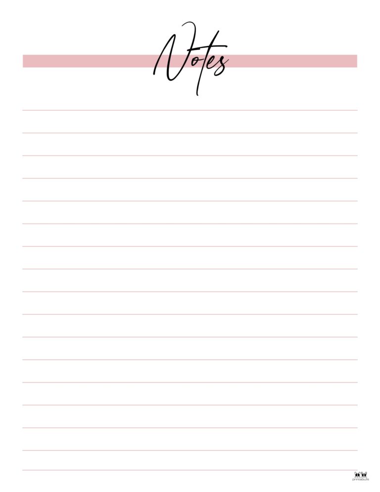Note Pages & Templates - 30 FREE Printables | Printabulls