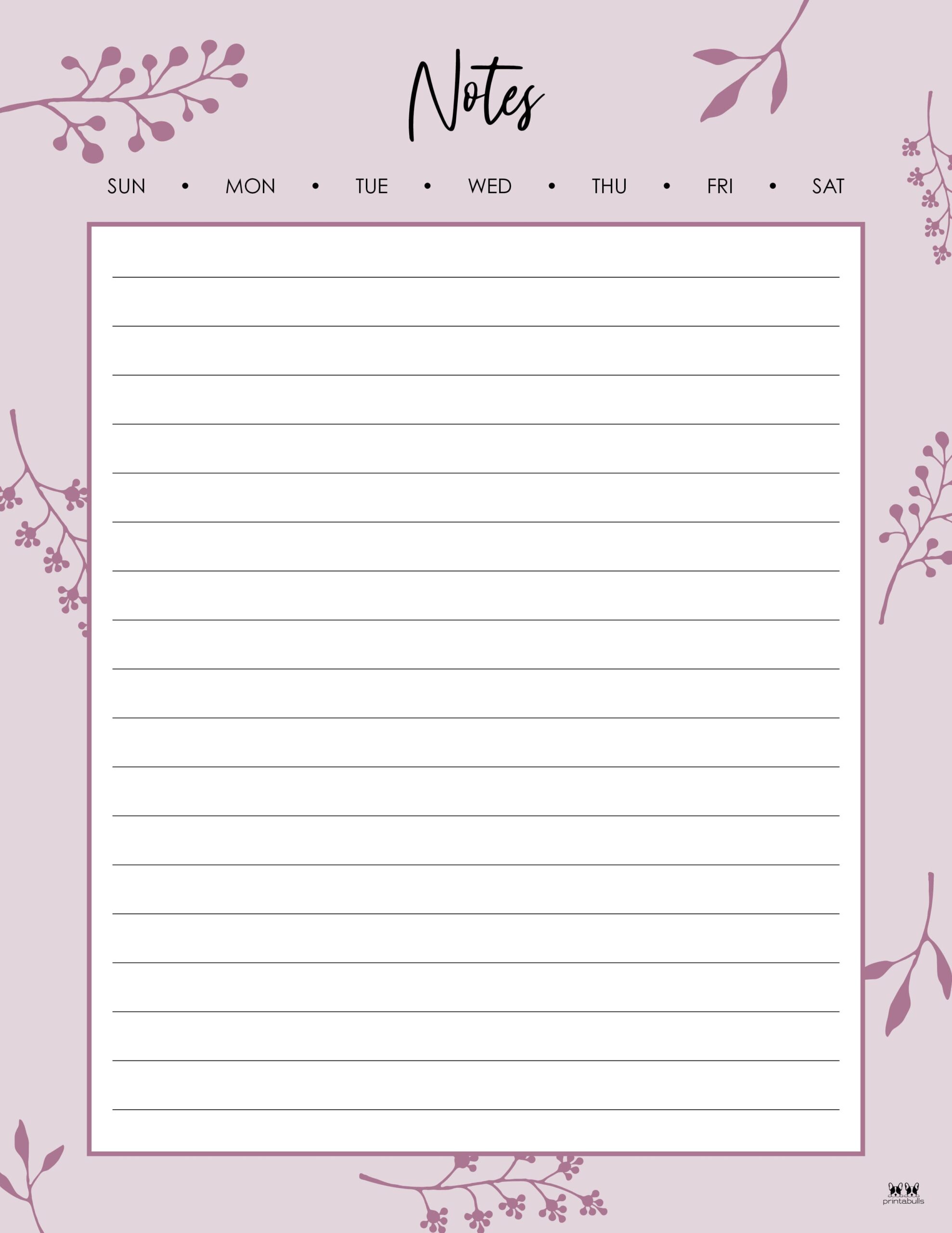 Note Pages & Templates - 30 FREE Printables | Printabulls