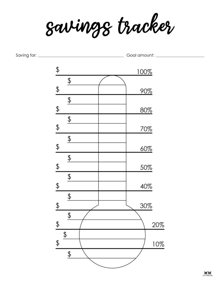 Savings Trackers - 27 FREE Printables | Printabulls