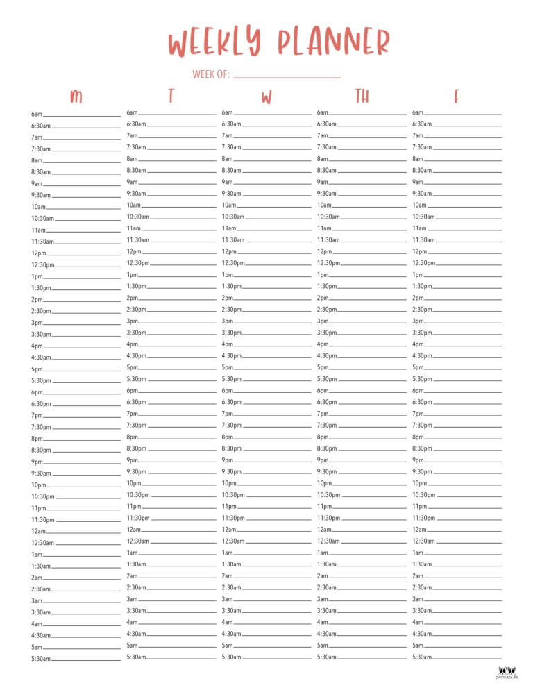 Weekly Planners - 32 FREE Printables | Printabulls