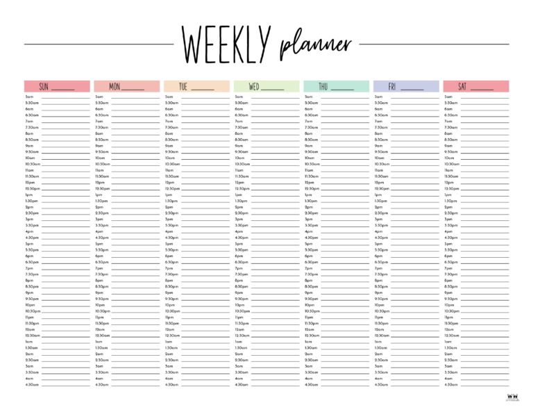 Weekly Planners 32 Free Printables Printabulls