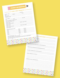 Student Information Sheets - 10 FREE Printables | Printabulls