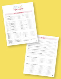Student Information Sheets - 10 FREE Printables | Printabulls