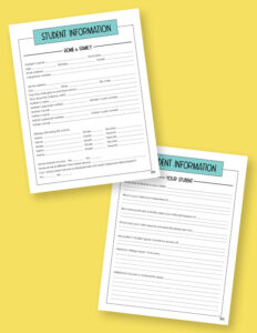 Student Information Sheets - 10 FREE Printables | Printabulls