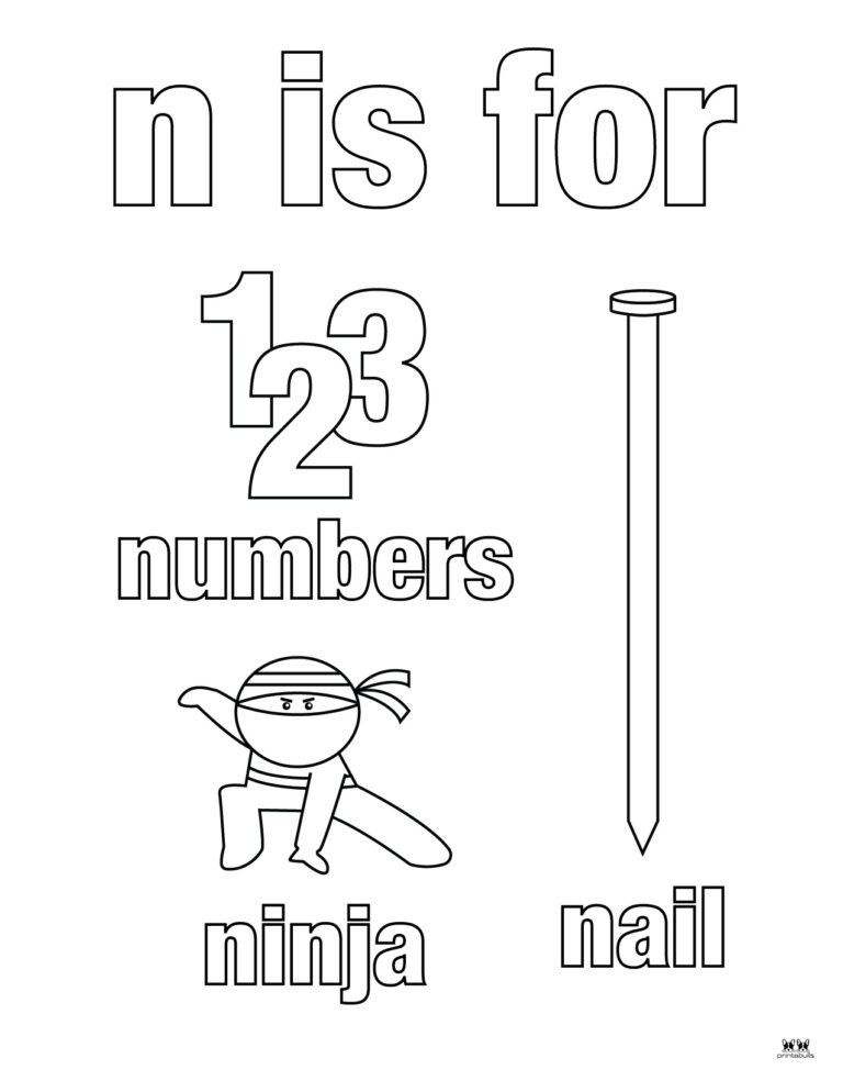 Letter N Coloring Pages - 15 FREE Pages | Printabulls
