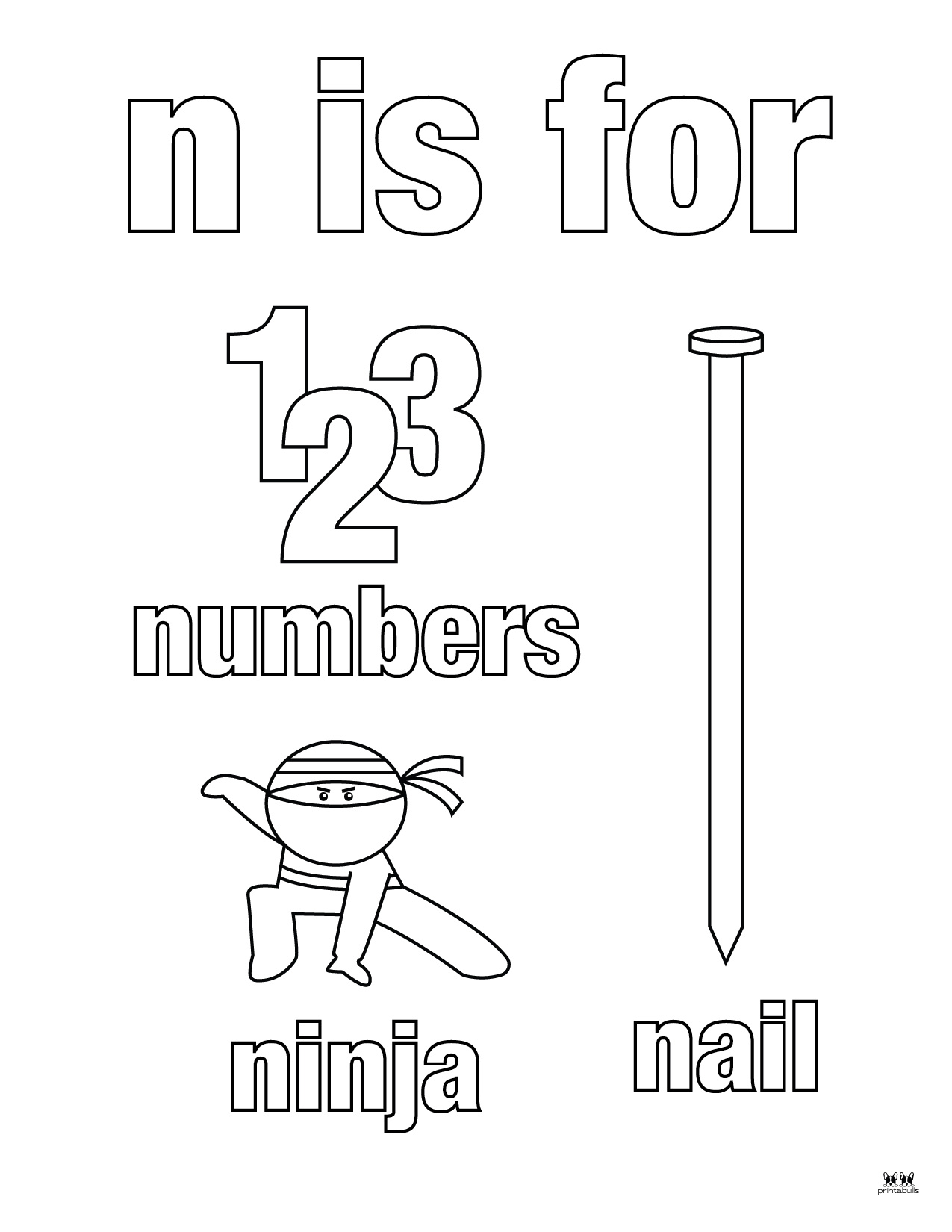 Letter N Coloring Pages - 15 FREE Pages | Printabulls