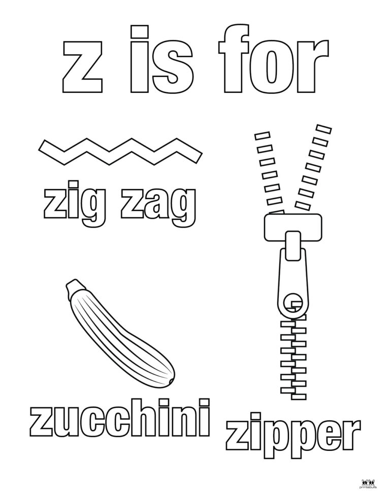 Letter Z Coloring Pages - 15 FREE Pages - PrintaBulk