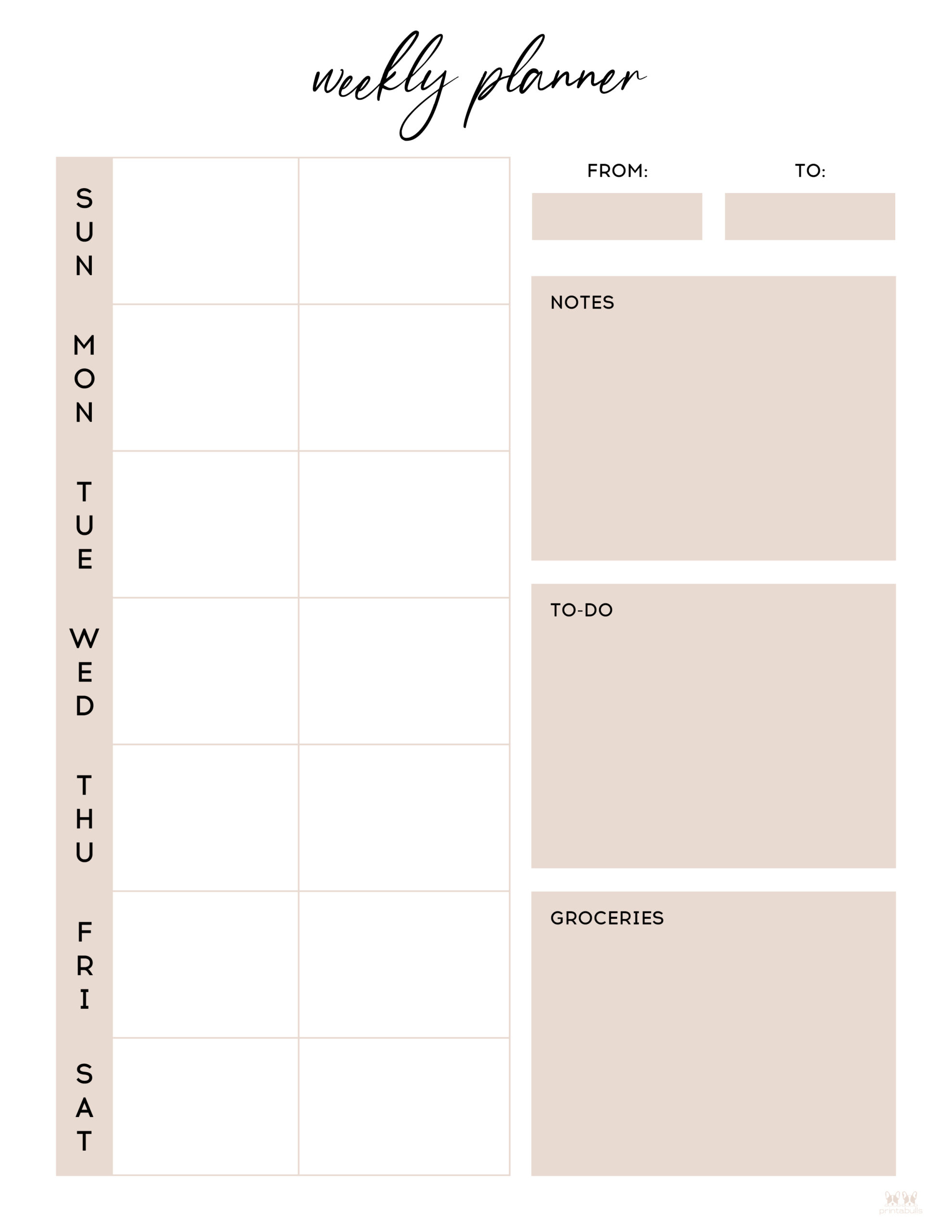 Two Week Planners - Free Printables | Printabulls